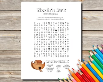 Noah's Ark Word Searches | Bible Word Searches for Kids | Printable ...