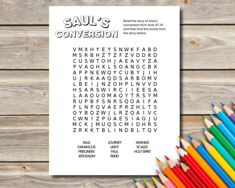 Sauls Conversion Word Search - Etsy