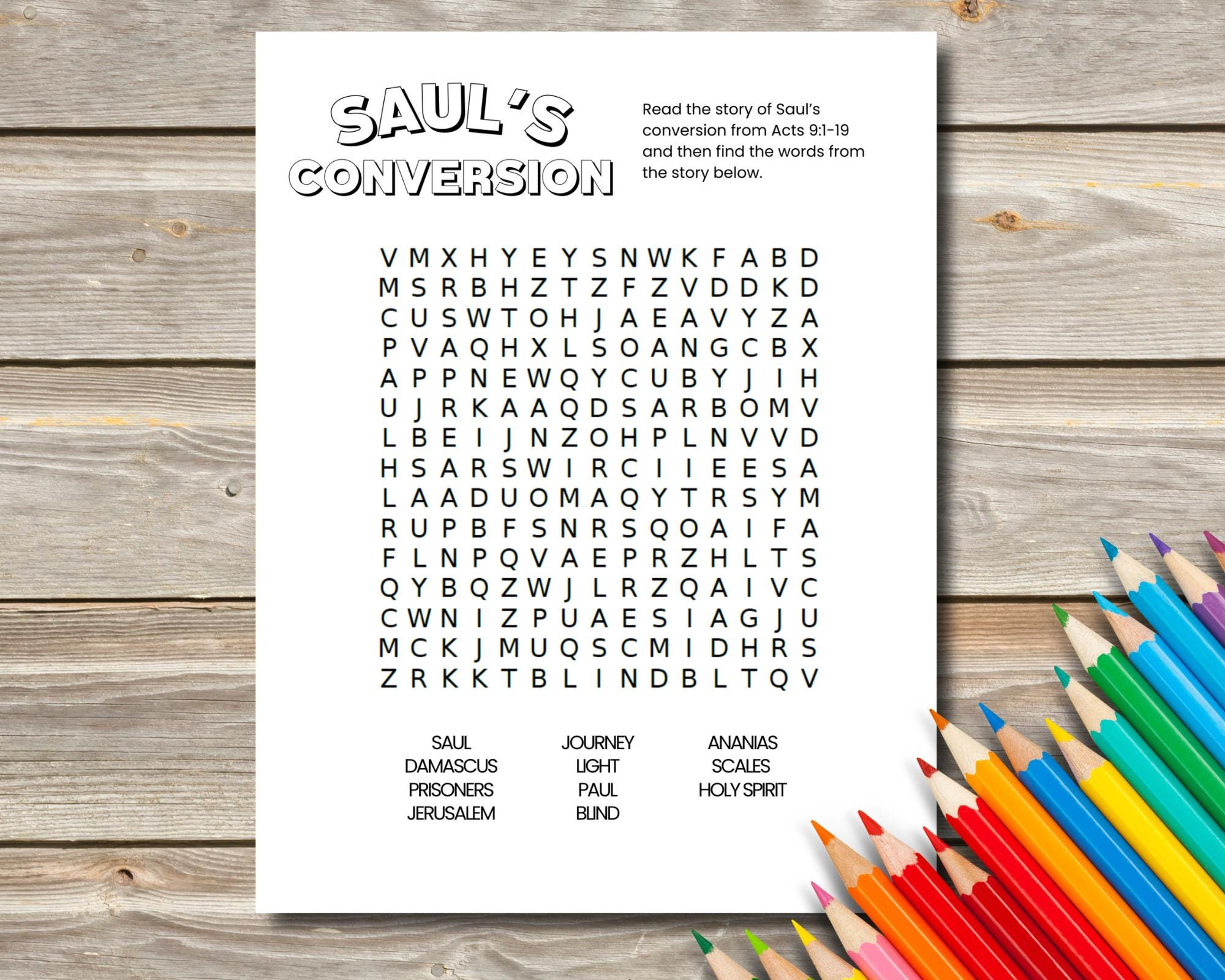 Sauls Conversion Word Search - Etsy