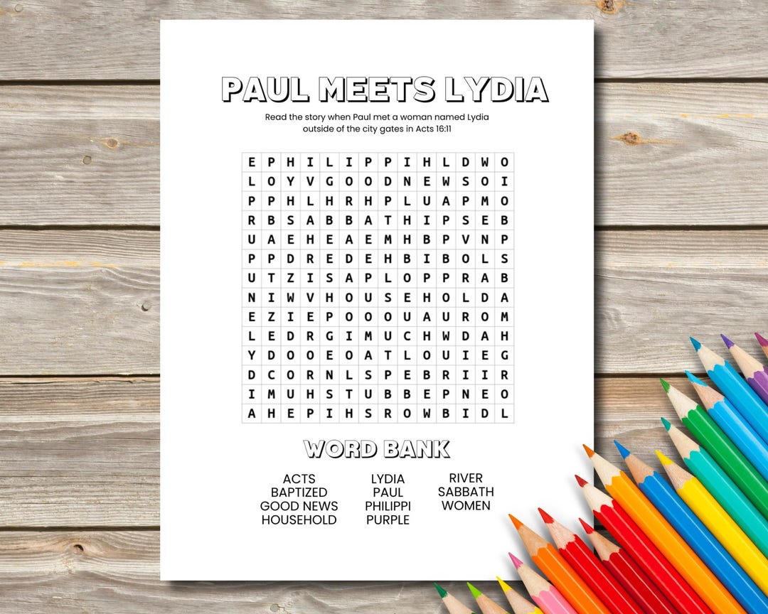 Paul Meets Lydia Word Search - Etsy