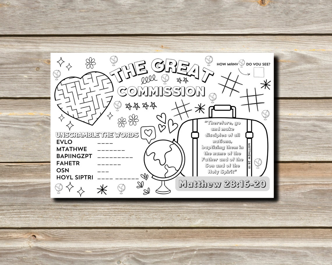 The Great Commission Activity Placemat for Kids Ministry - Etsy