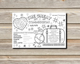 The Great Commission Activity Placemat for Kids Ministry - Matthew 28: ...