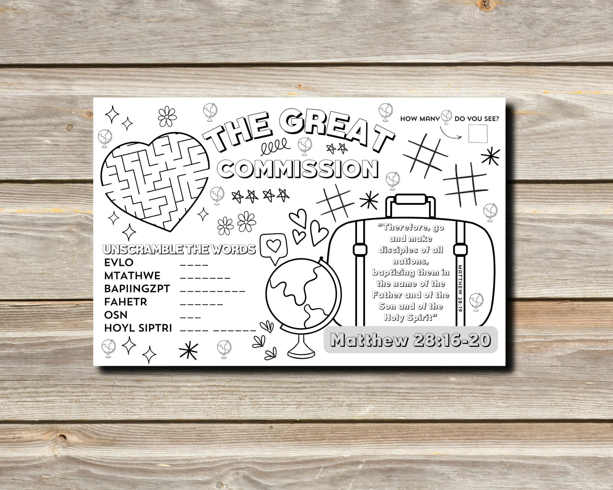 The Great Commission Activity Placemat for Kids Ministry - Etsy