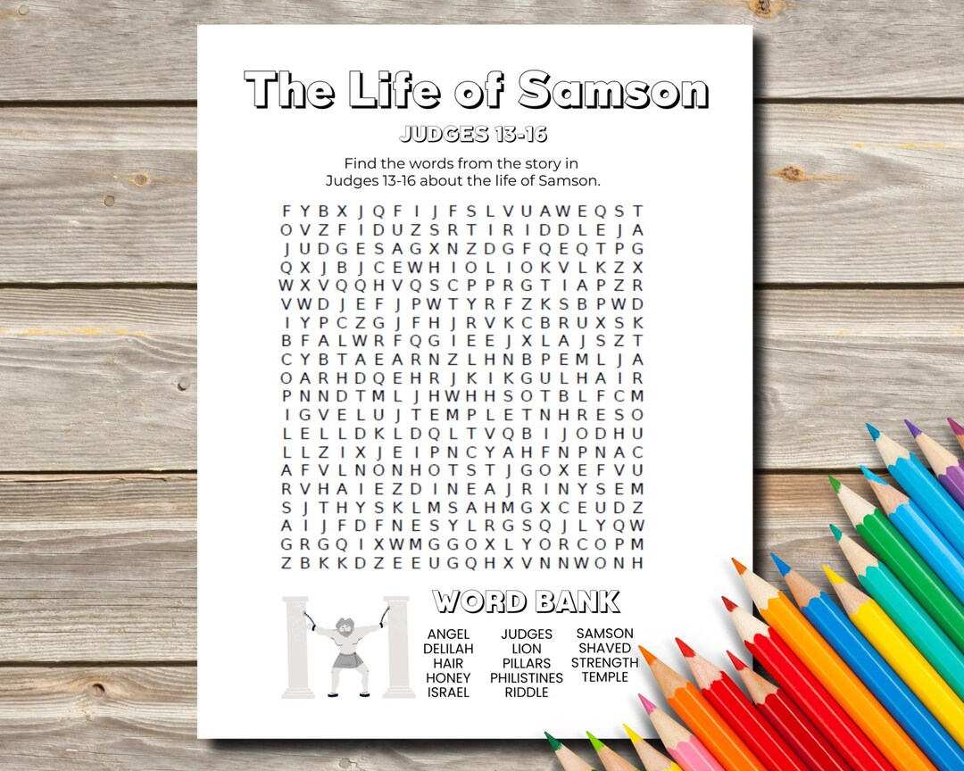 Life of Samson Word Search - Etsy