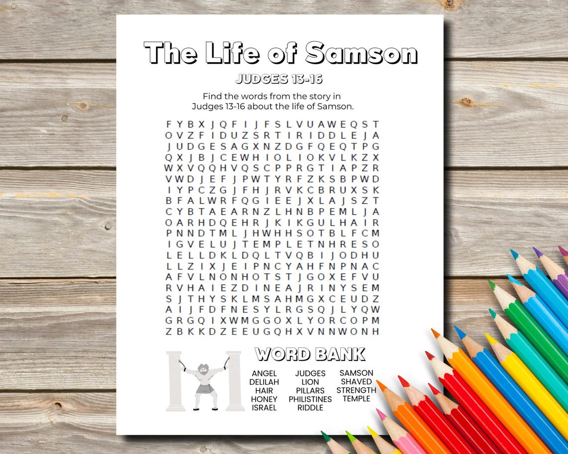 Life of Samson Word Search - Etsy