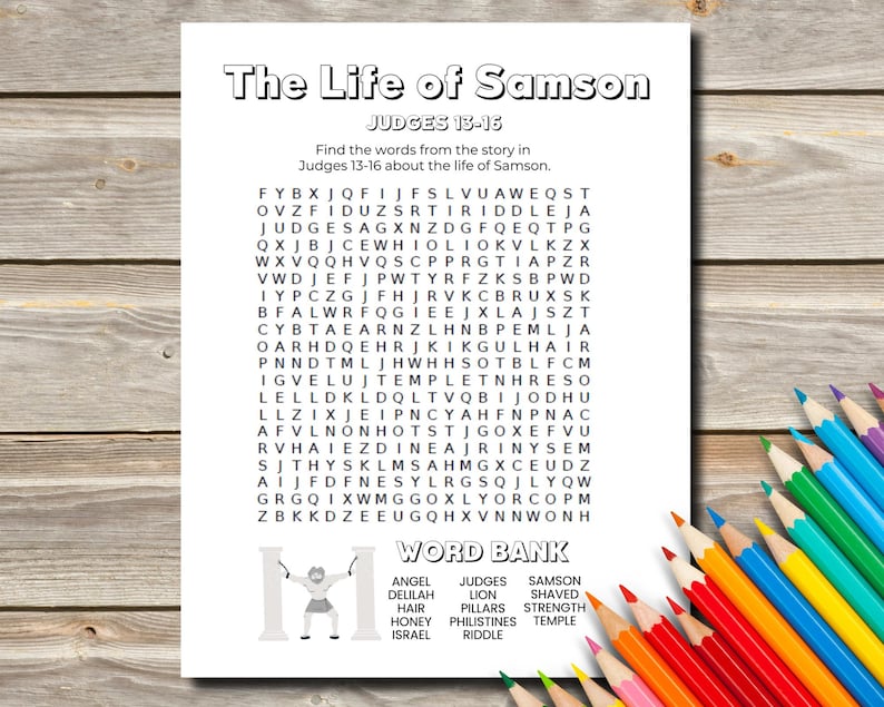 Life of Samson Word Search - Etsy