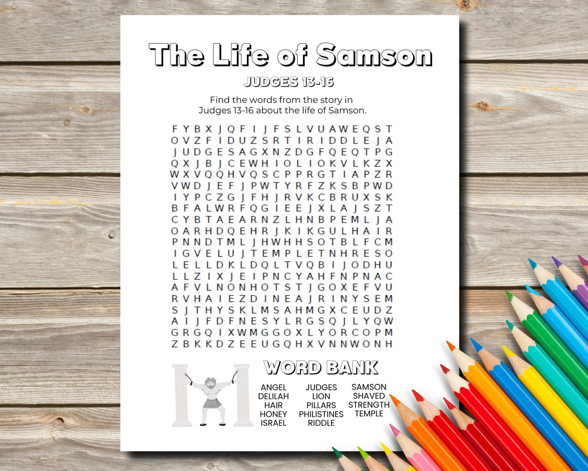 Life of Samson Word Search - Etsy