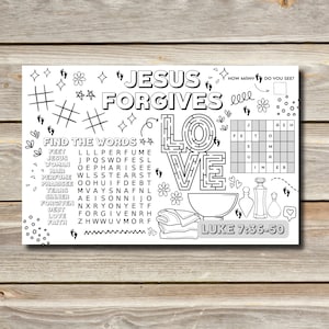Jesus Forgives Activity Placemat for Kids Ministry - Etsy