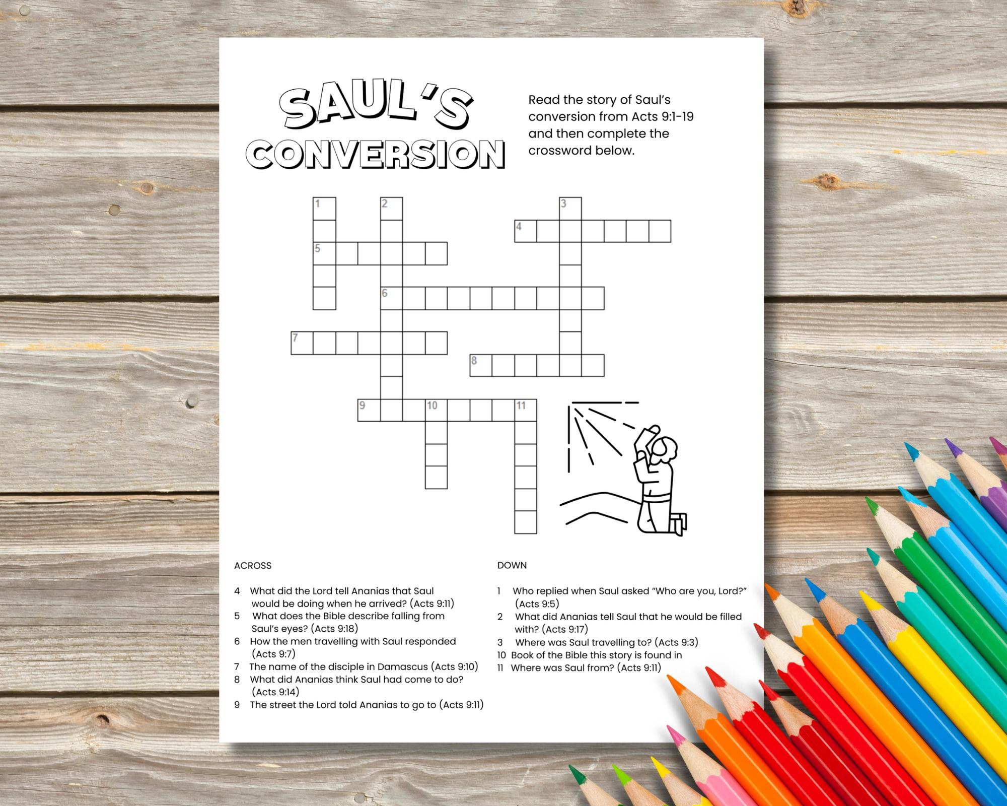Saul's Conversion Crossword Puzzle - Etsy