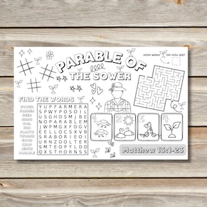 Parable of the Sower Activity Placemat for Kids Ministry - Etsy