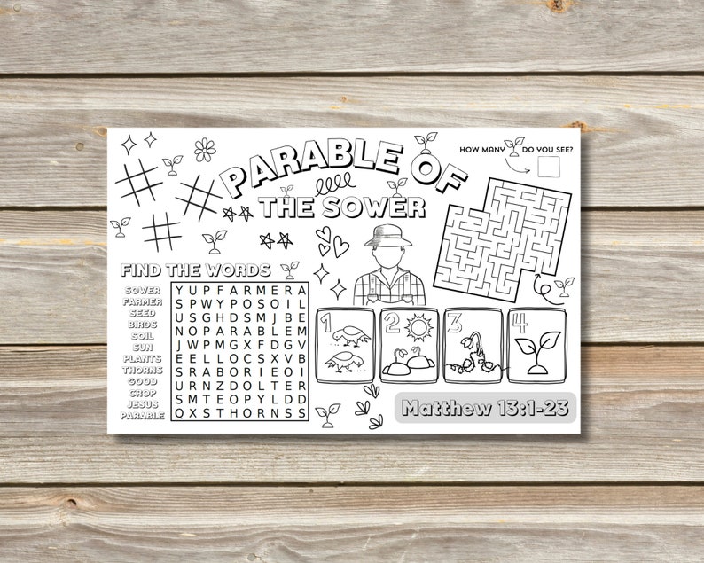 Parable of the Sower Activity Placemat for Kids Ministry - Etsy