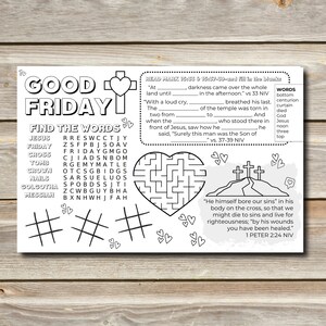 GOOD FRIDAY Activity Placemat for Kids Ministry - Etsy
