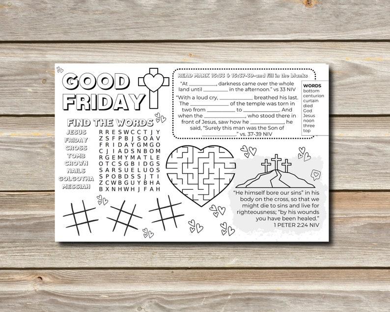 GOOD FRIDAY Activity Placemat for Kids Ministry - Etsy