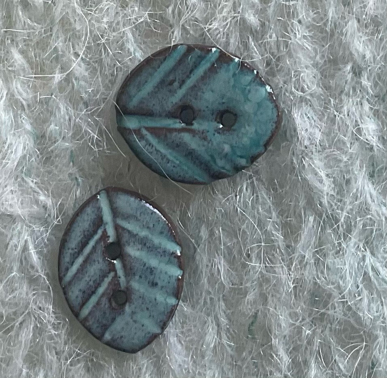 Two Ceramic Leaf Buttons, Designed and Hand Sculpted One at a Time ...