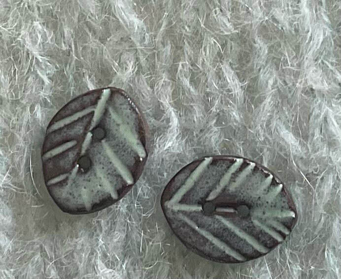 Two Ceramic Leaf Buttons, Designed and Hand Sculpted One at a Time ...
