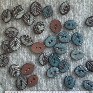 Two Ceramic Leaf Buttons, Designed and Hand Sculpted One at a Time ...