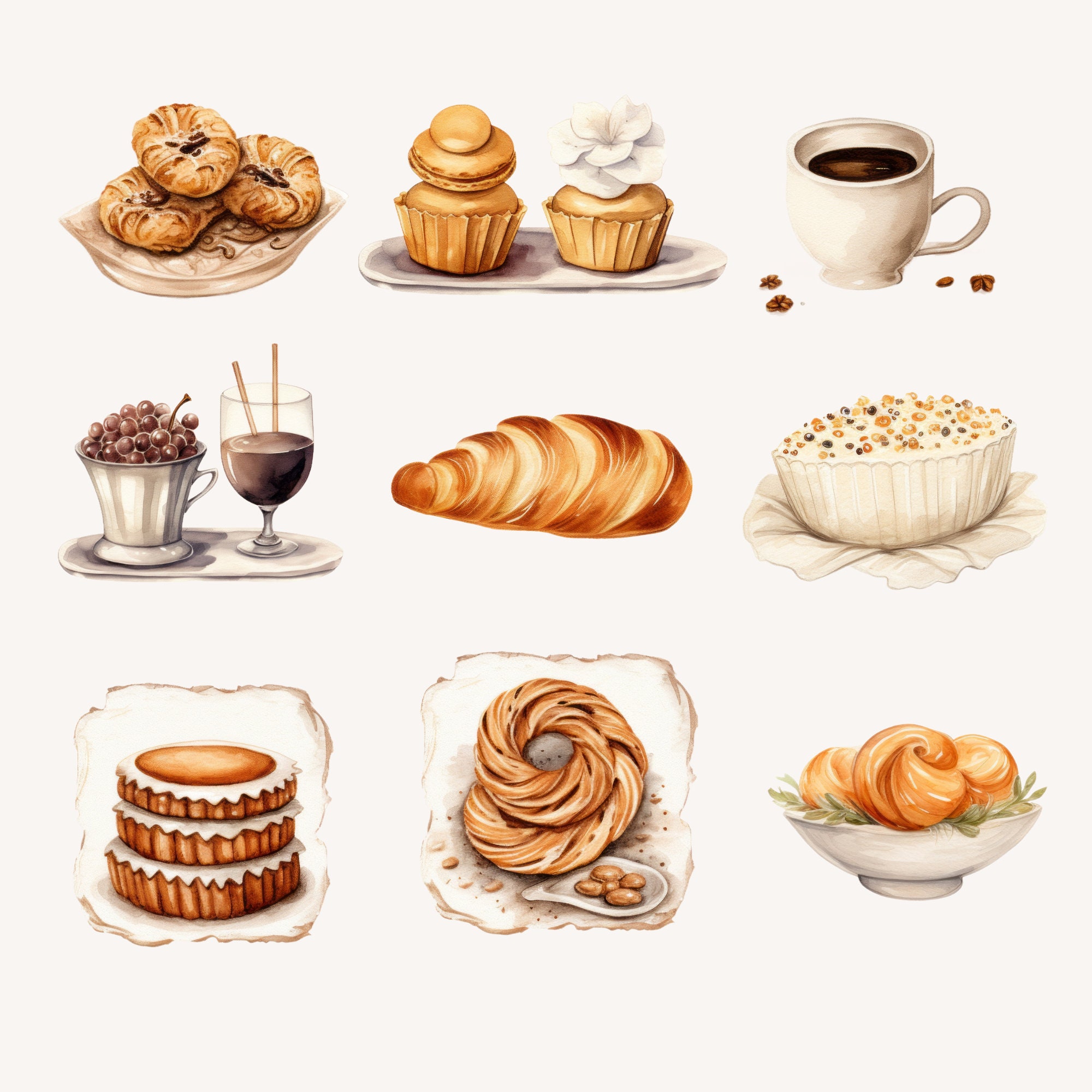 45 PNG Bakery Clipart Bundle, Bakery PNG, Bakery Stickers, Digital ...