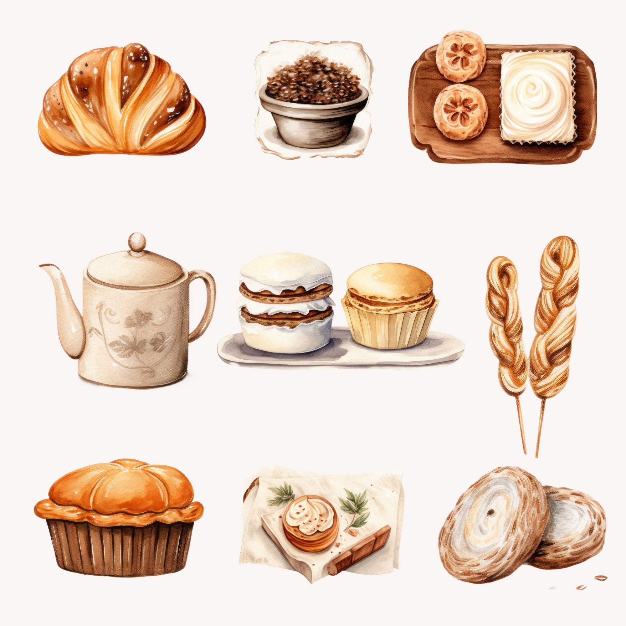 45 PNG Bakery Clipart Bundle, Bakery PNG, Bakery Stickers, Digital ...