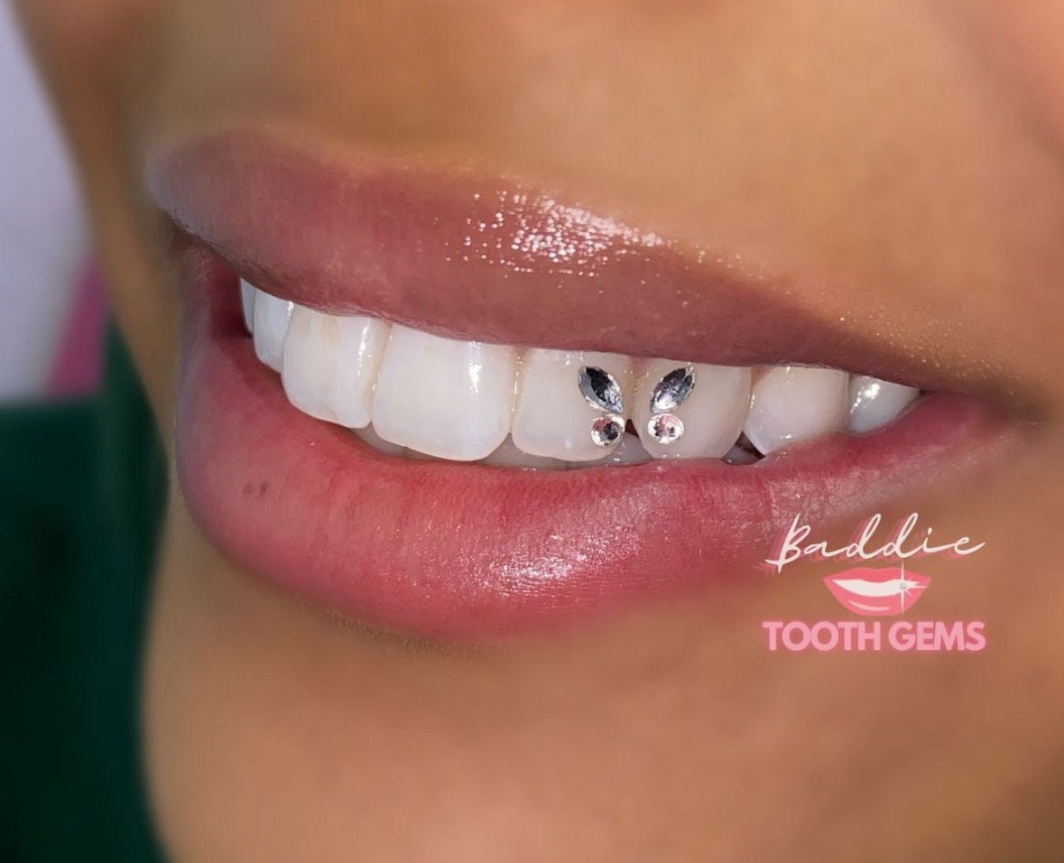 BUTTERFLY Tooth Gems Swarovski | 4pcs CLEAR or AB Crystals ...