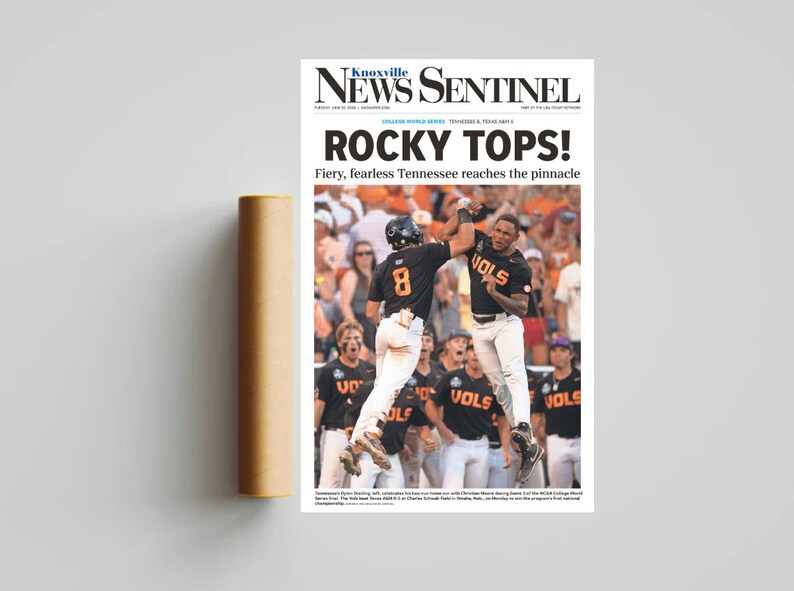 2024 Tennessee Volunteers CWS 'rocky Tops' Framed Newspaper Poster ...