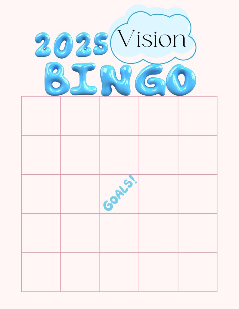 2025 Bingo Card New Years Resolution Manifestation Bingo Card 2025 Goal ...
