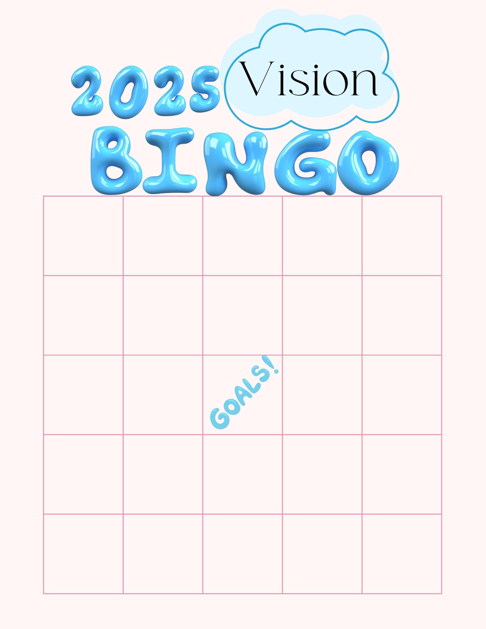 2025 Bingo Card New Years Resolution Manifestation Bingo Card 2025 Goal ...