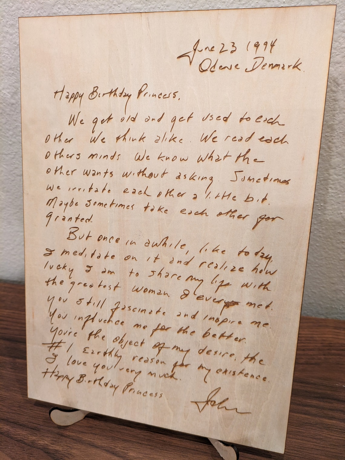 Personalized Wooden Handwritten Birthday Letter, Custom Handwriting ...