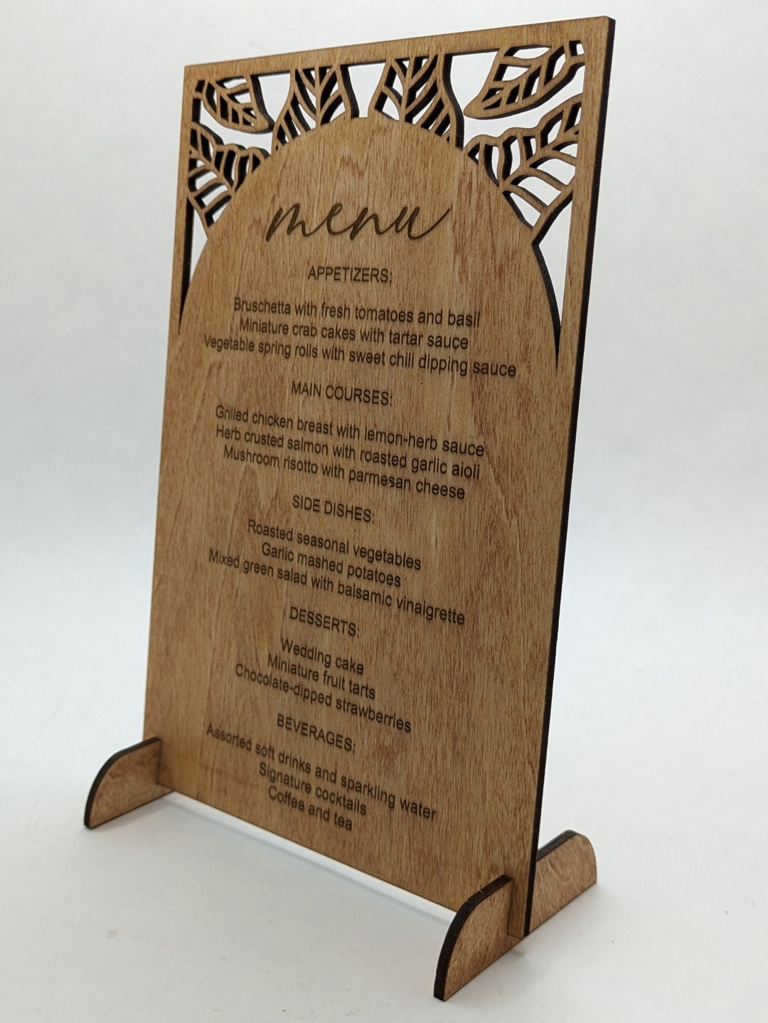Custom Floral Engraved Wood Table Menu: Wedding Reception Decor - Etsy