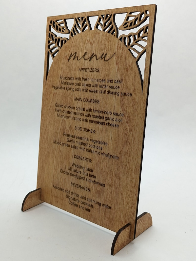 Custom Floral Wood Table Menu, Wooden Wedding Reception Table Menu ...