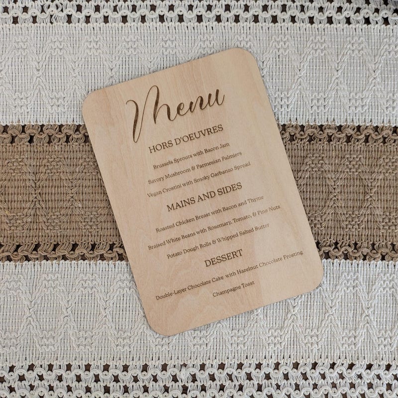Engraved Menu - Etsy