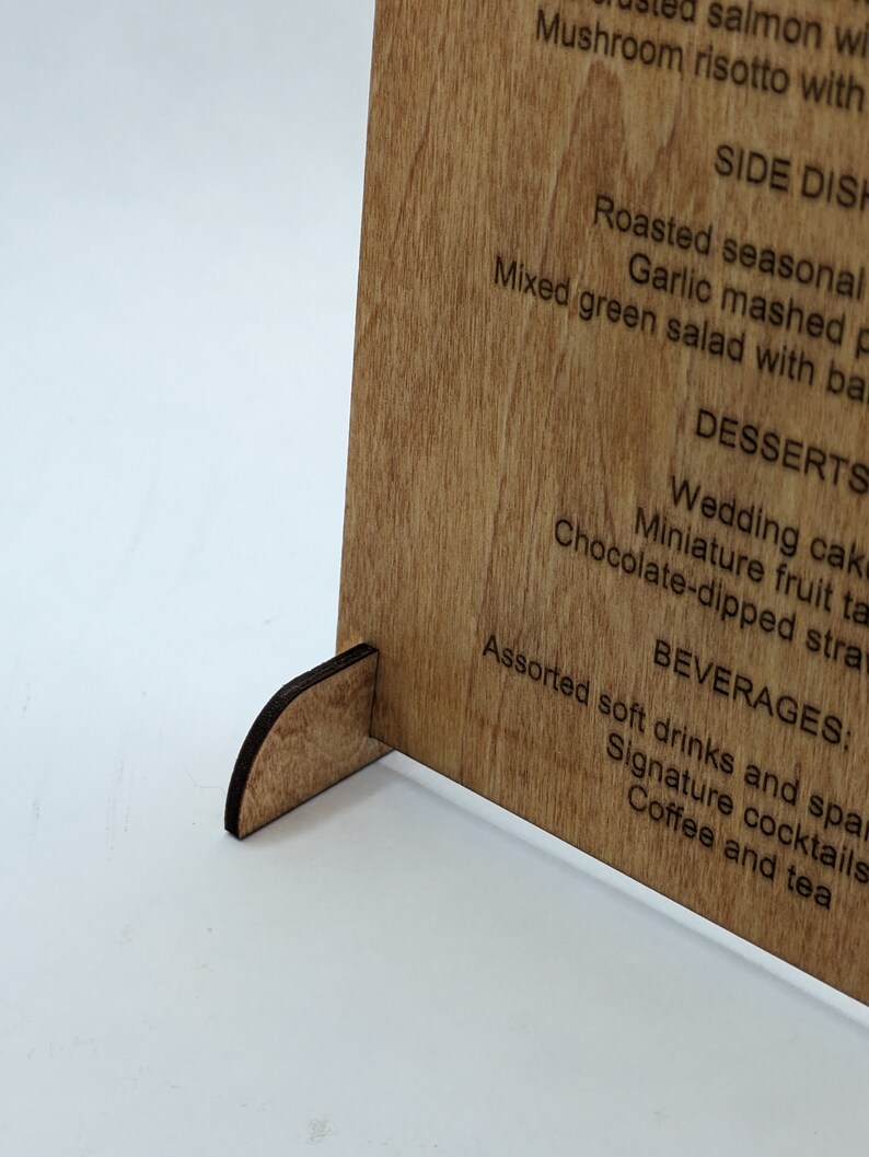 Custom Floral Wood Table Menu, Wooden Wedding Reception Table Menu ...
