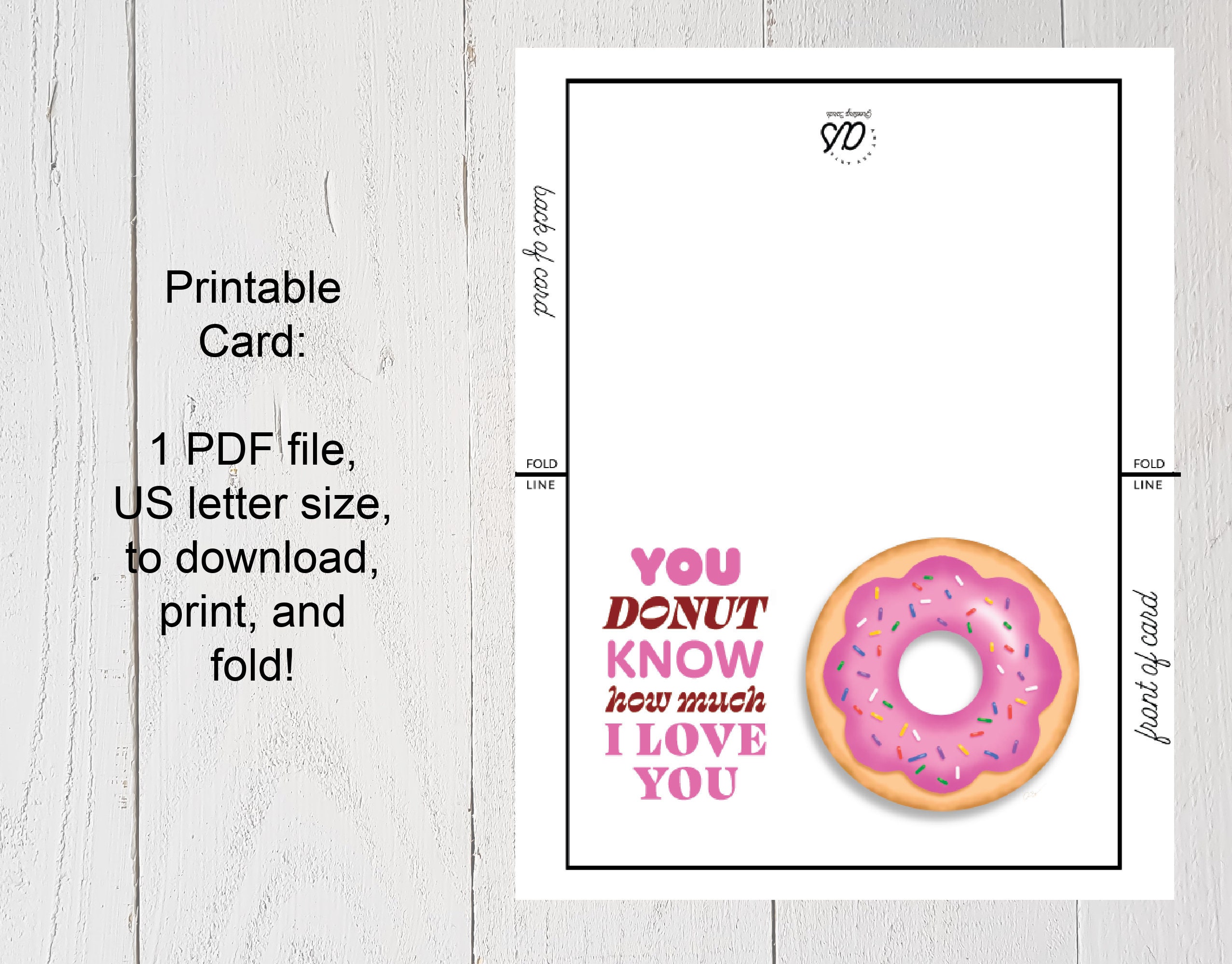 Printable Card, You Donut Know How Much I Love You, Instant Download ...