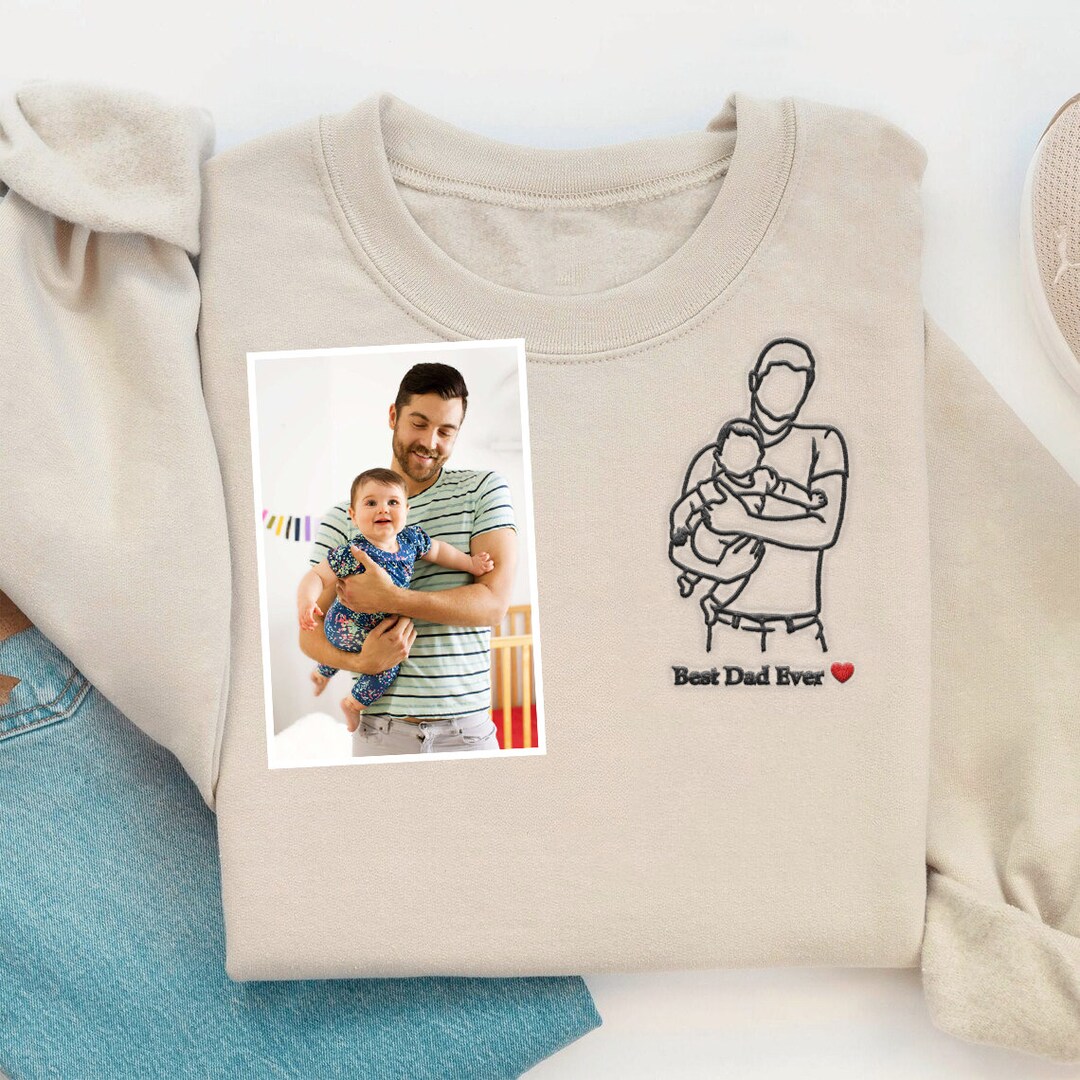 Embroidered Photo Dad Shirt, Custom Fathers Day Shirt , Custom Photo ...