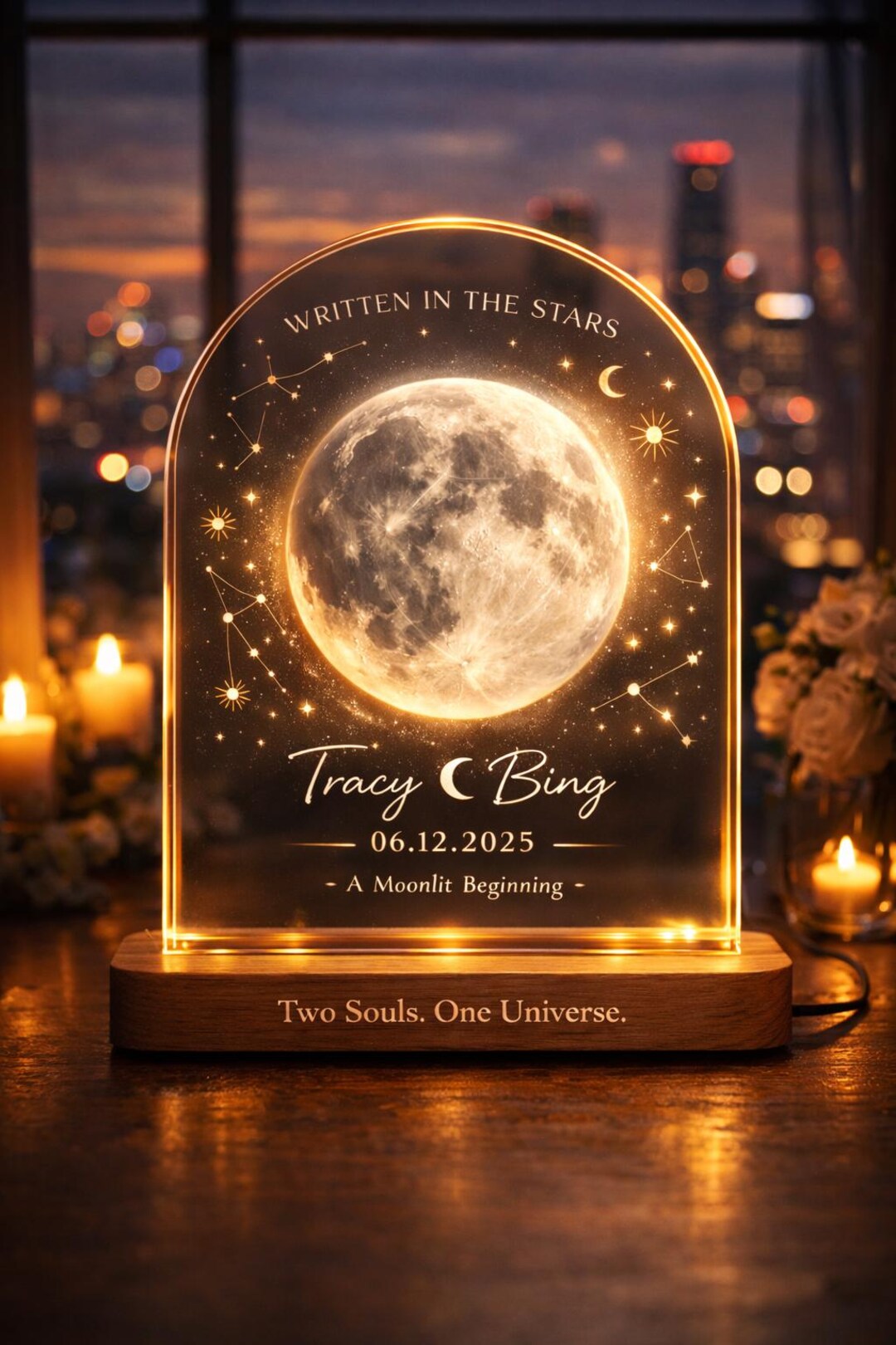 Personalized Moon Phase Crystal Ball LED Night Light, Custom Couple ...