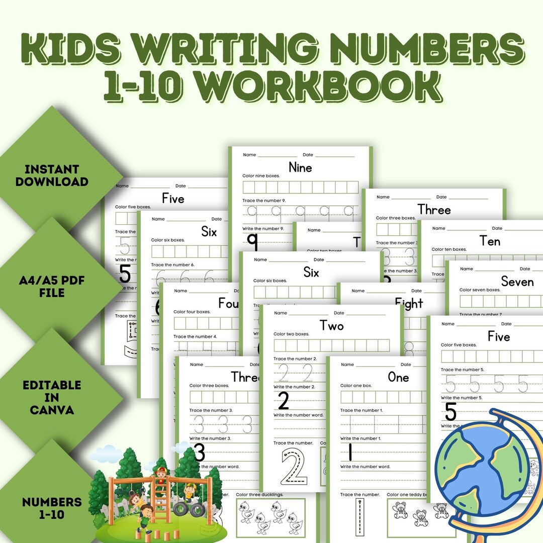 Number Tracing 1-10 Preschool Worksheet Handwriting Practice ...