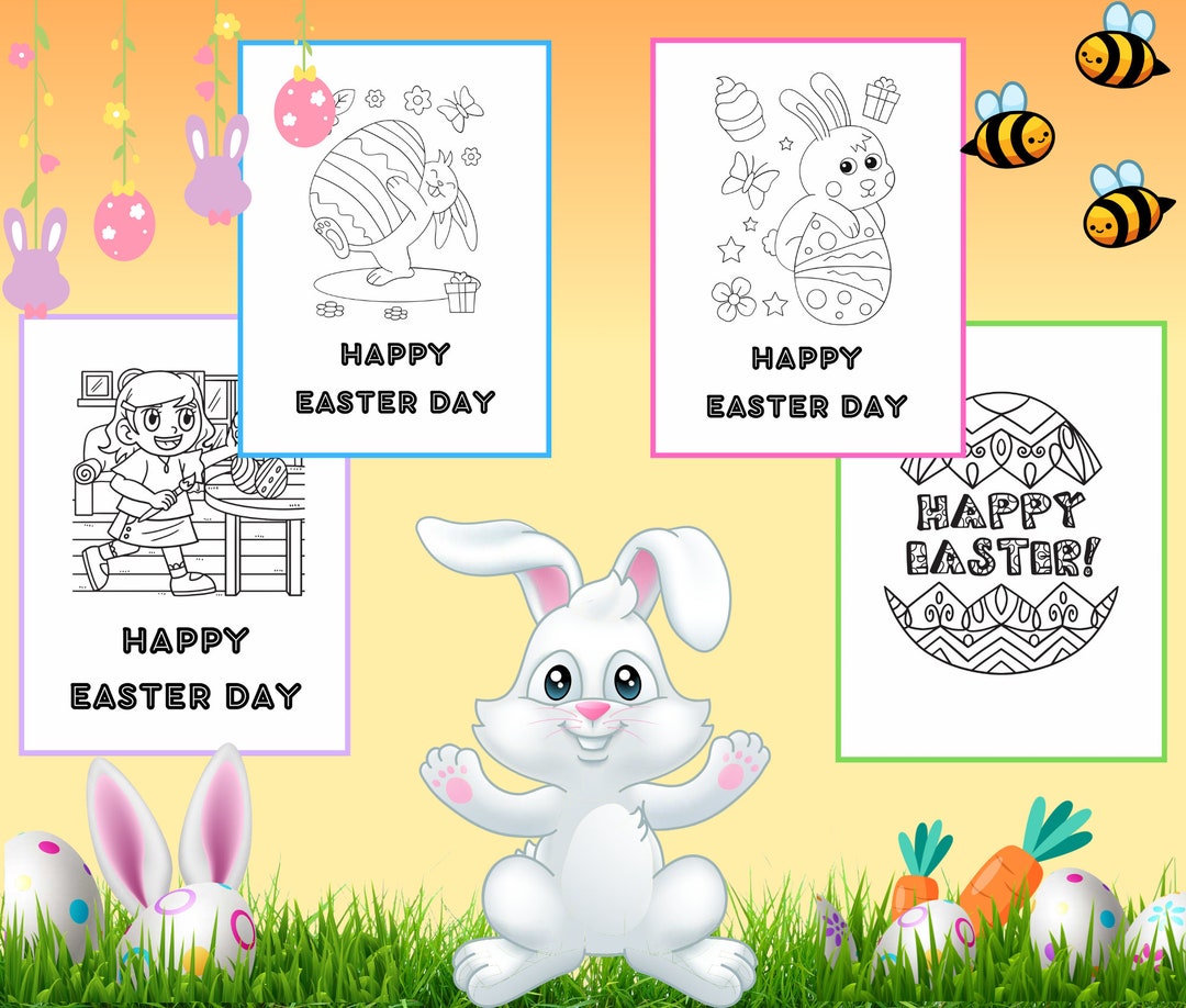 Easter Spring Coloring Page Set Instant Download Easter Springtime Kids ...