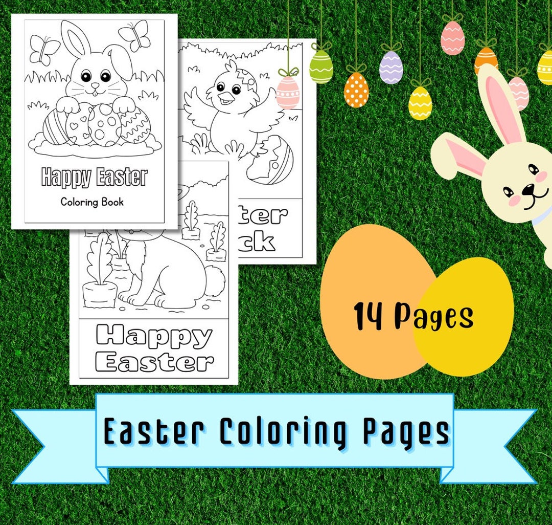 Spring-themed Easter Coloring Pages for Family Fun - Etsy