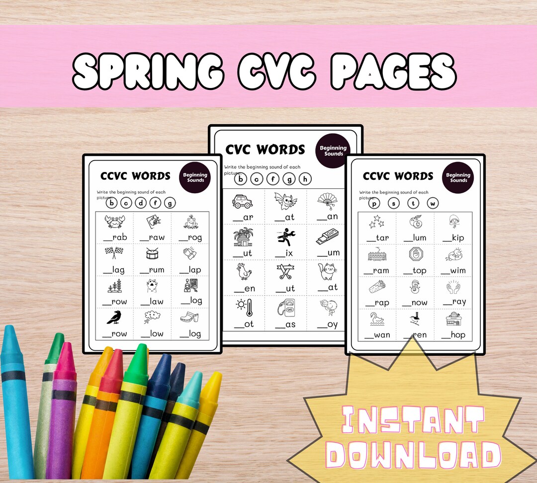 CVC Beginning Sounds Worksheets Kids Grammar Lessons Cvc Words L ...