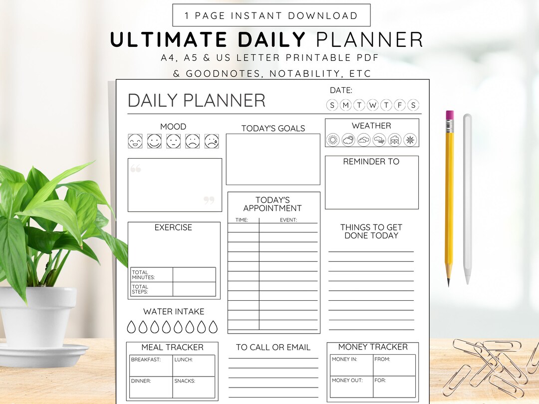 ULTIMATE Daily Planner, Printable, Goodnotes Planner, iPad Planner ...