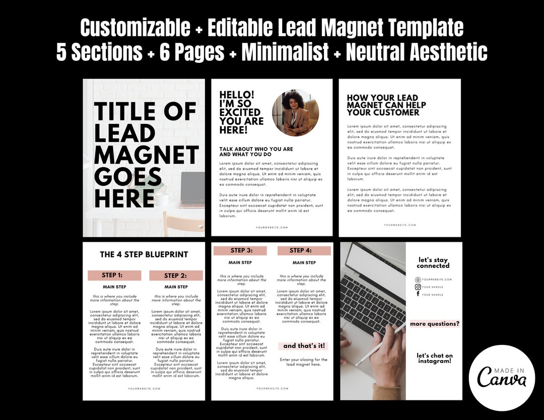 Customizable Editable Lead Magnet Template | 6 Pages | 5 Sections ...