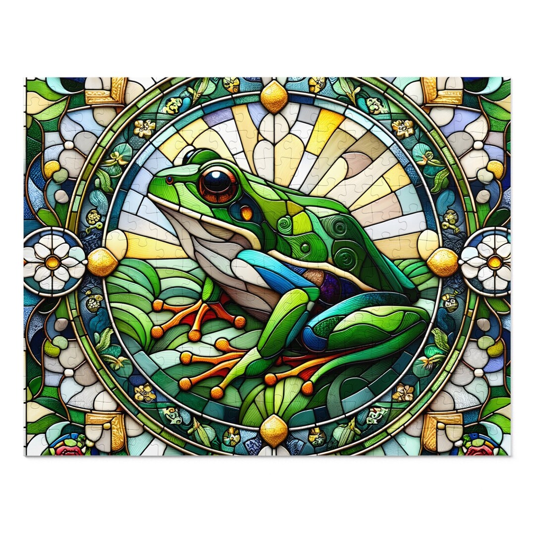 Stained Glass Frog Jigsaw Puzzle, Family Puzzle 30, 110, 252, 500,1000 ...
