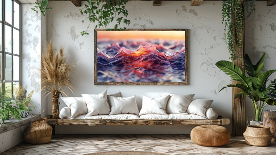 Maroon Ocean Wall Art, Wall Art for the Living Room, Wall Art for the ...