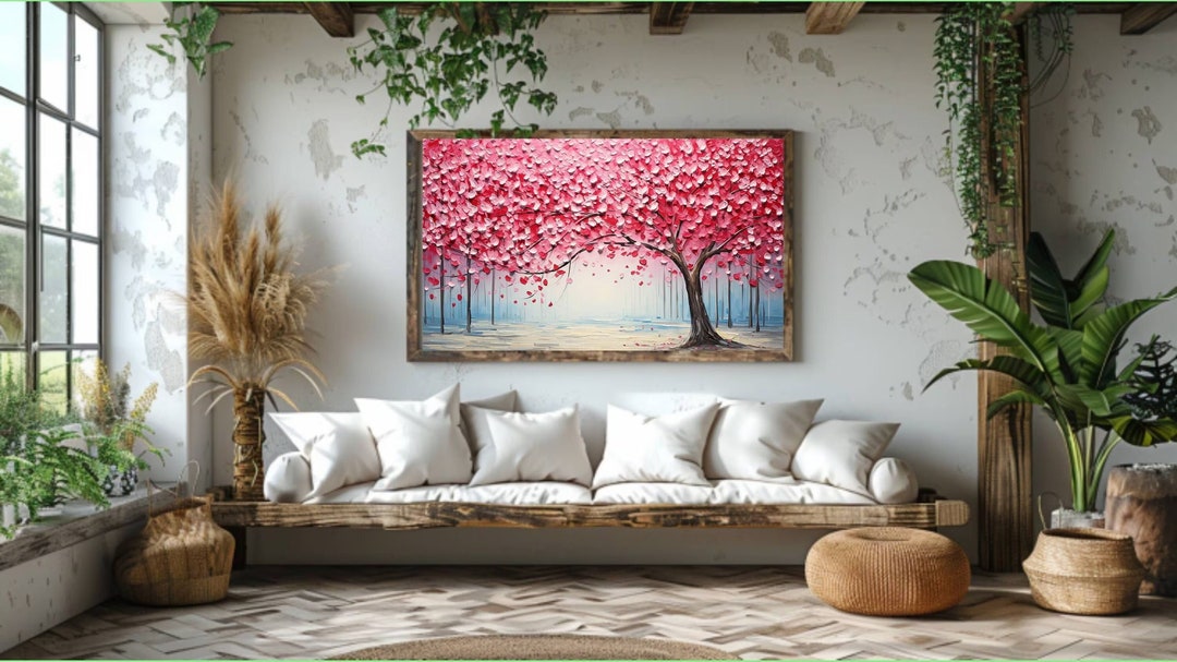 Pink Tree Wall Art, Wall Art for the Living Room, Wall Art for the ...