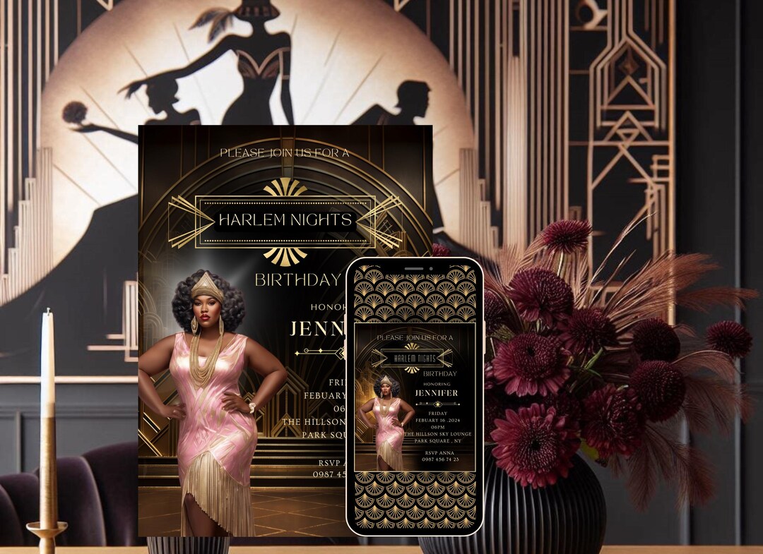 Art Deco Invitation Template: Harlem Nights, Roaring 20s (digital ...