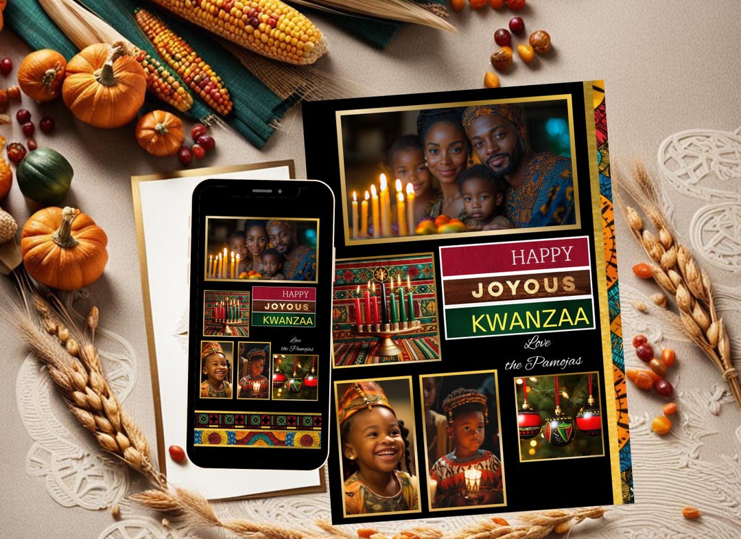 Editable Kwanzaa Photo Card Template: Family Holiday Card (digital ...