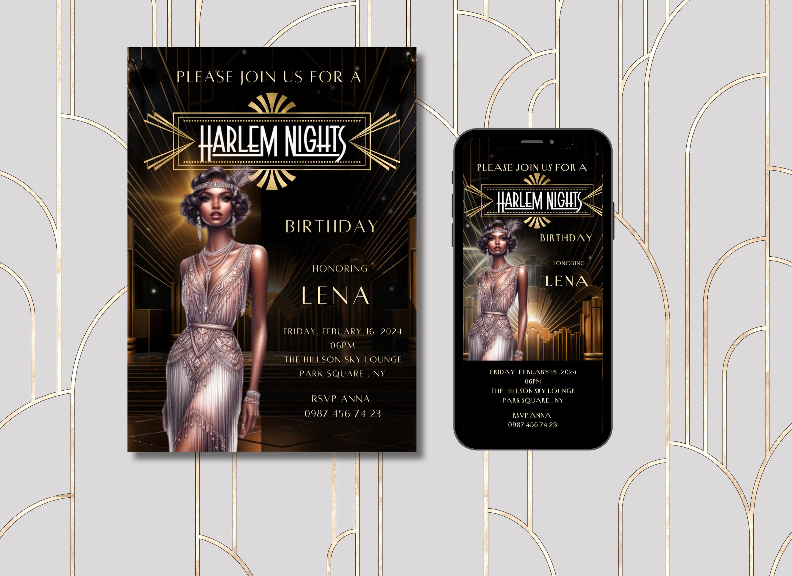 Art Deco Birthday Invitation: Harlem Nights Roaring 20s Mobile Evite ...
