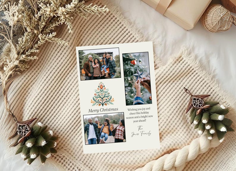 Editable Christmas Photo Card Template: Family Holiday Card (digital ...