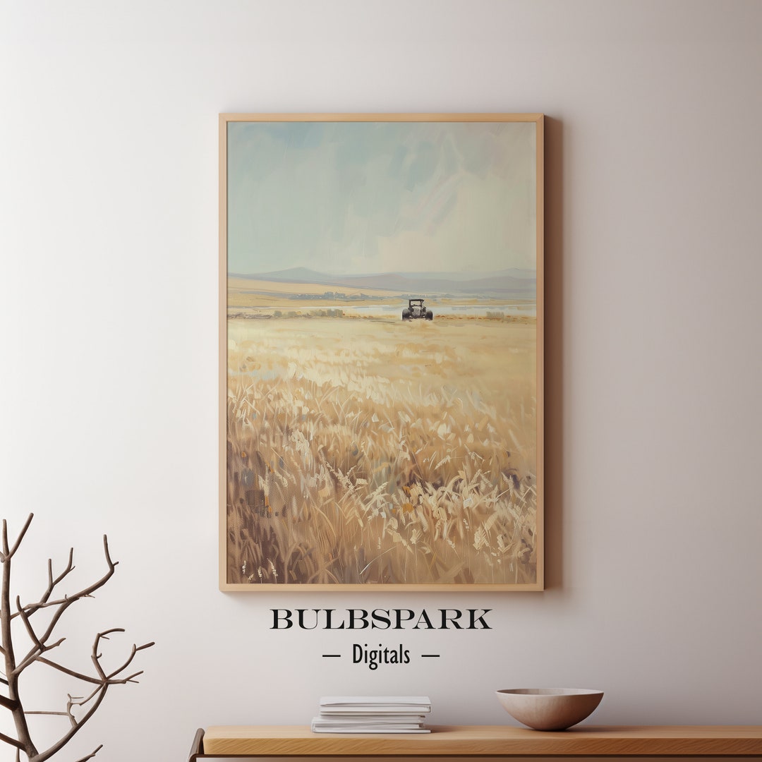 Old Tractor in a Field of Barley | Countryside & Farmland | Vintage Oil ...