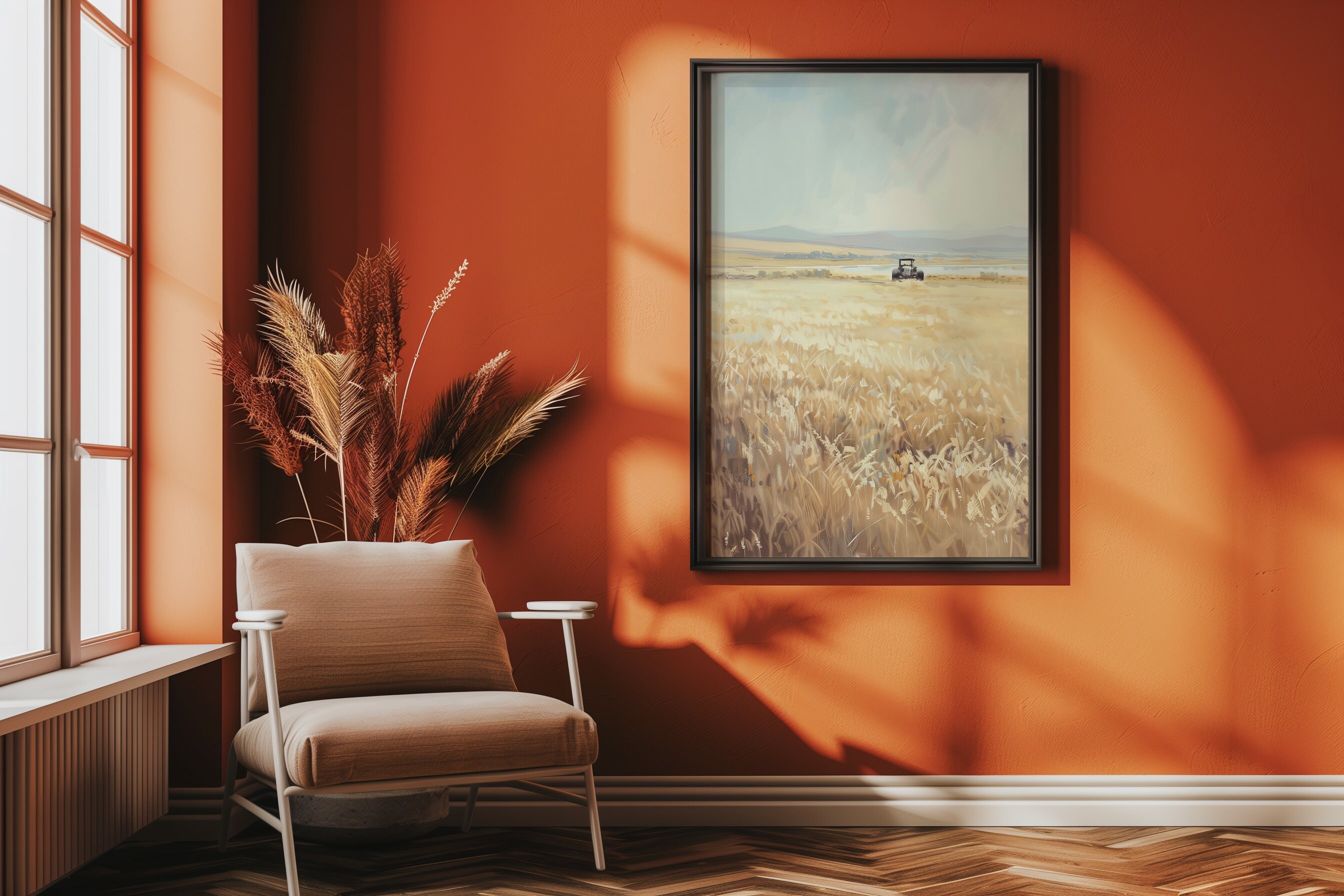Old Tractor in a Field of Barley | Countryside & Farmland | Vintage Oil ...