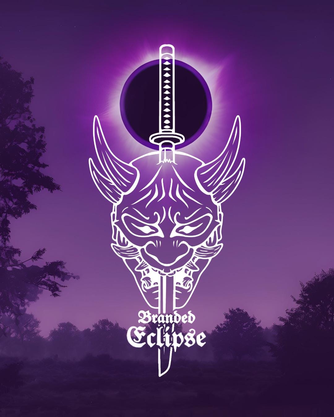 Oni Mask & Sword Banner - Etsy